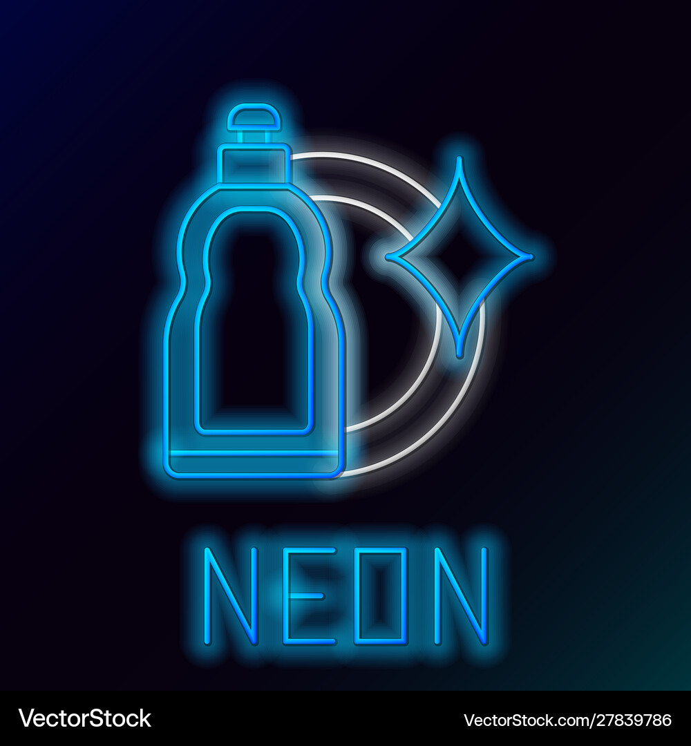 Blue glowing neon line plastic bottle for liquid Vector Image