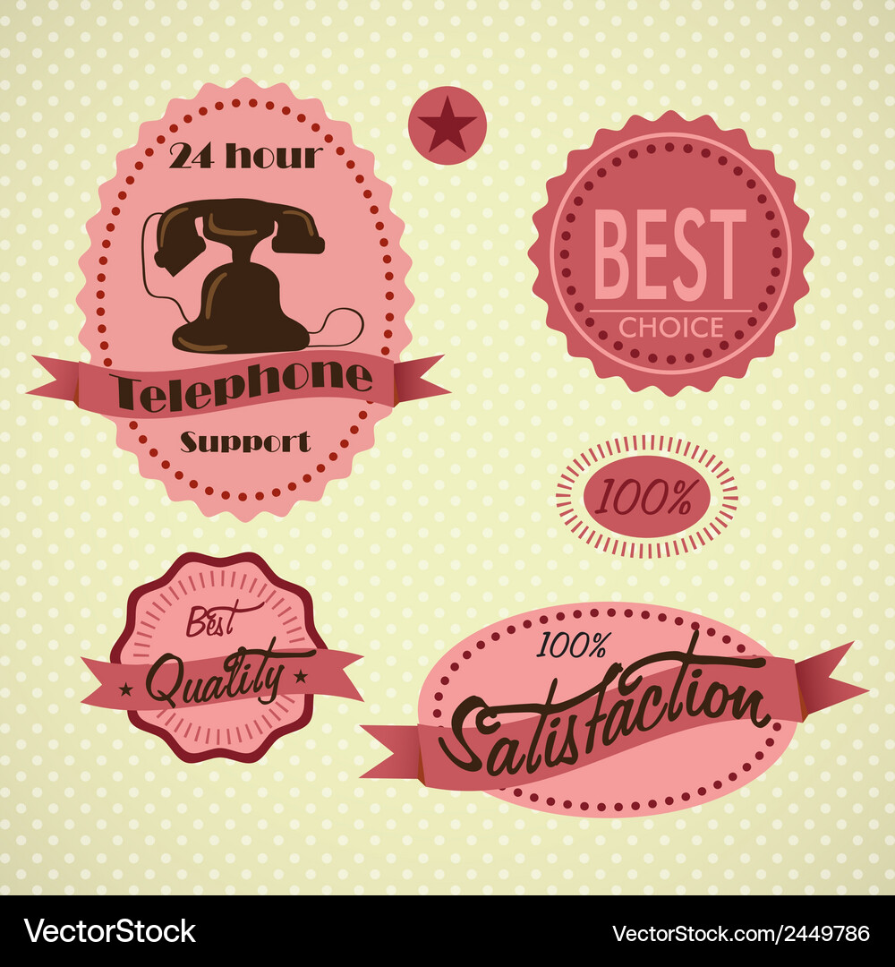 Customer service labels on vintage background Vector Image