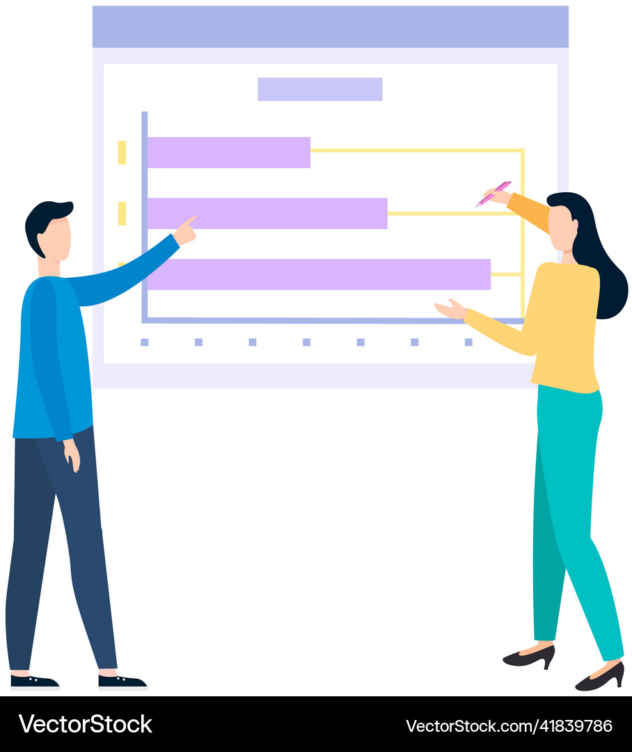 Female employees work with data analysis women Vector Image