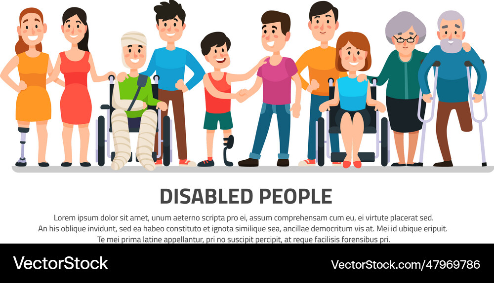 Help disabled person happy disability people Vector Image