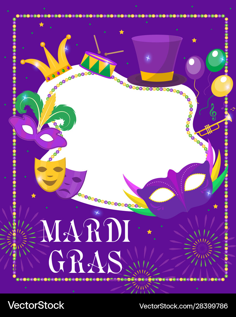 Mardi gras frame template with space for text Vector Image
