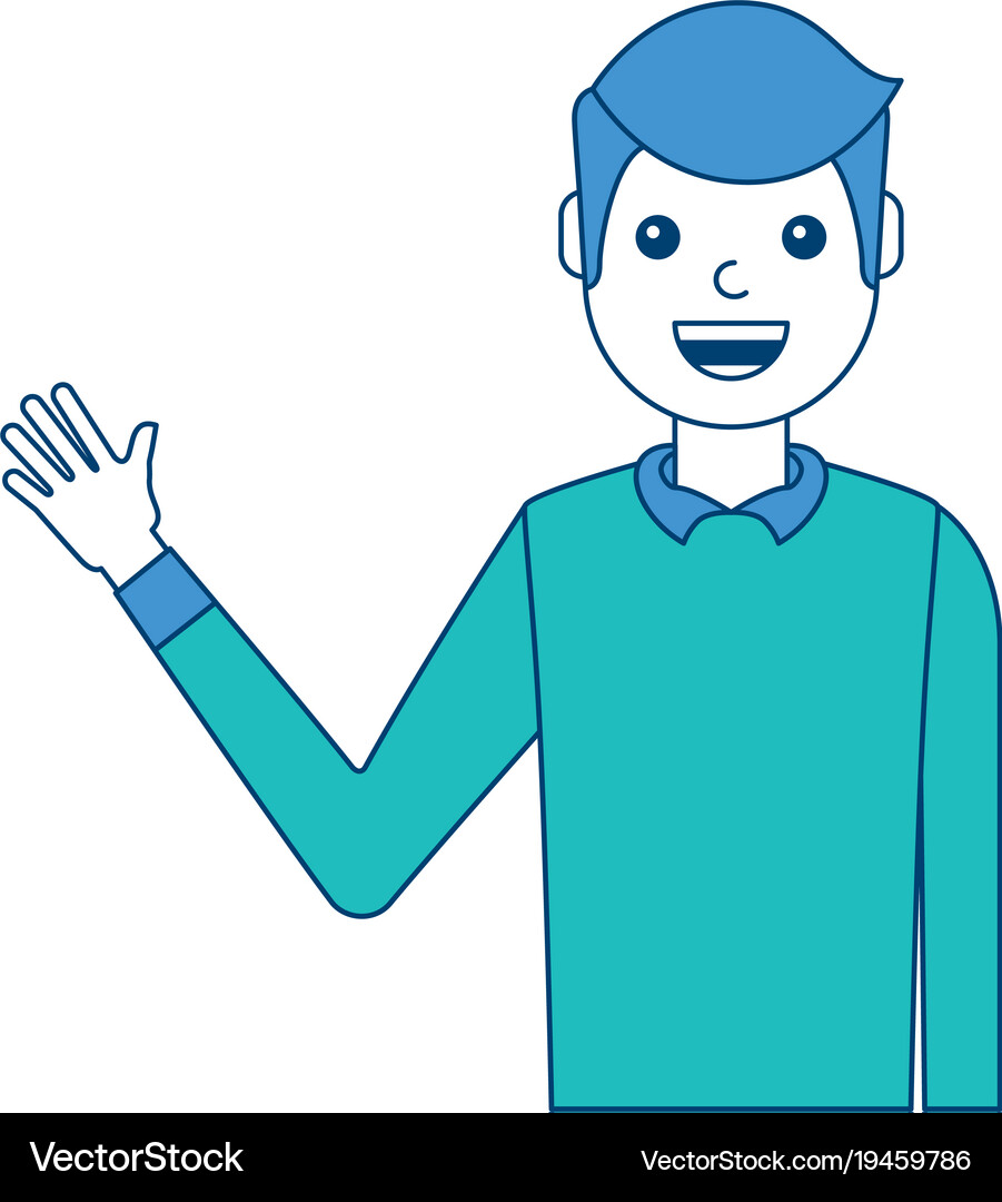 Portrait man waving hand smiling character Vector Image