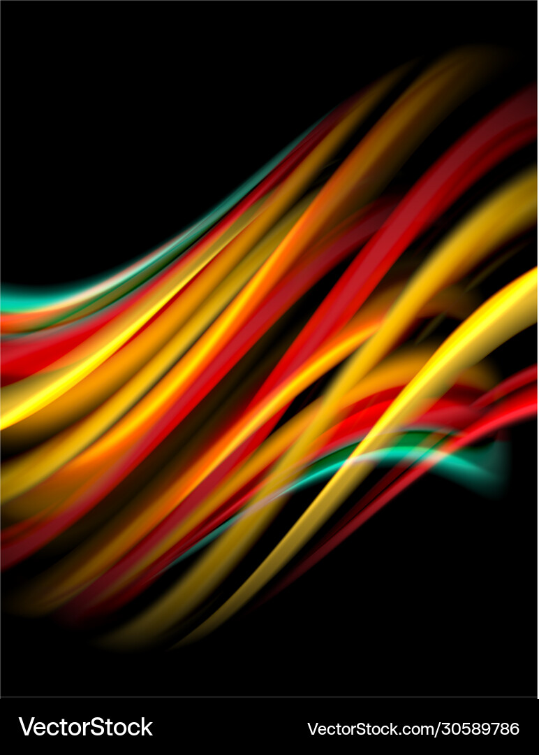 Silk smooth lines on black liquid fluid color Vector Image