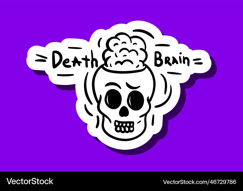 Skull sticker black and white Royalty Free Vector Image