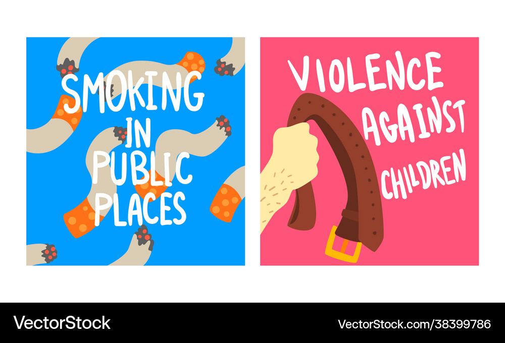 Social problem poster with smoking in public place