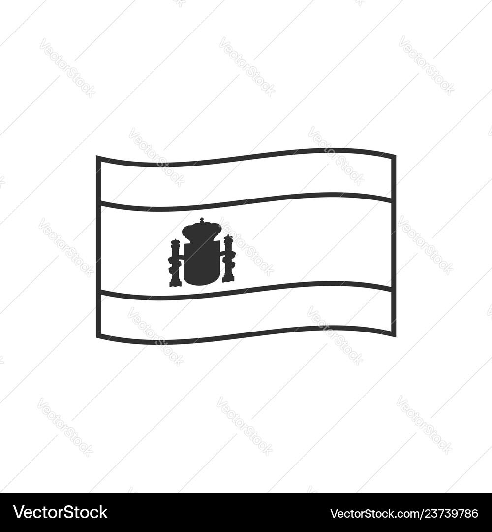 Spain flag icon in black outline flat design Vector Image