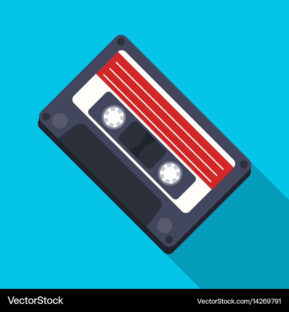 Audio cassette icon in flat style isolated Vector Image