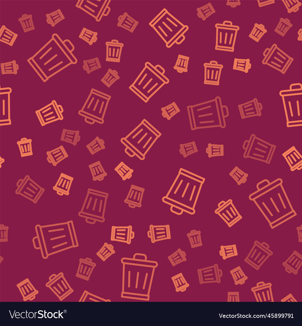 Brown line trash can icon isolated seamless Vector Image Brown line trash can icon isolated seamless Vector Image