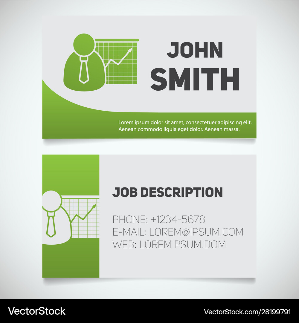 Business card print template with presentation Vector Image