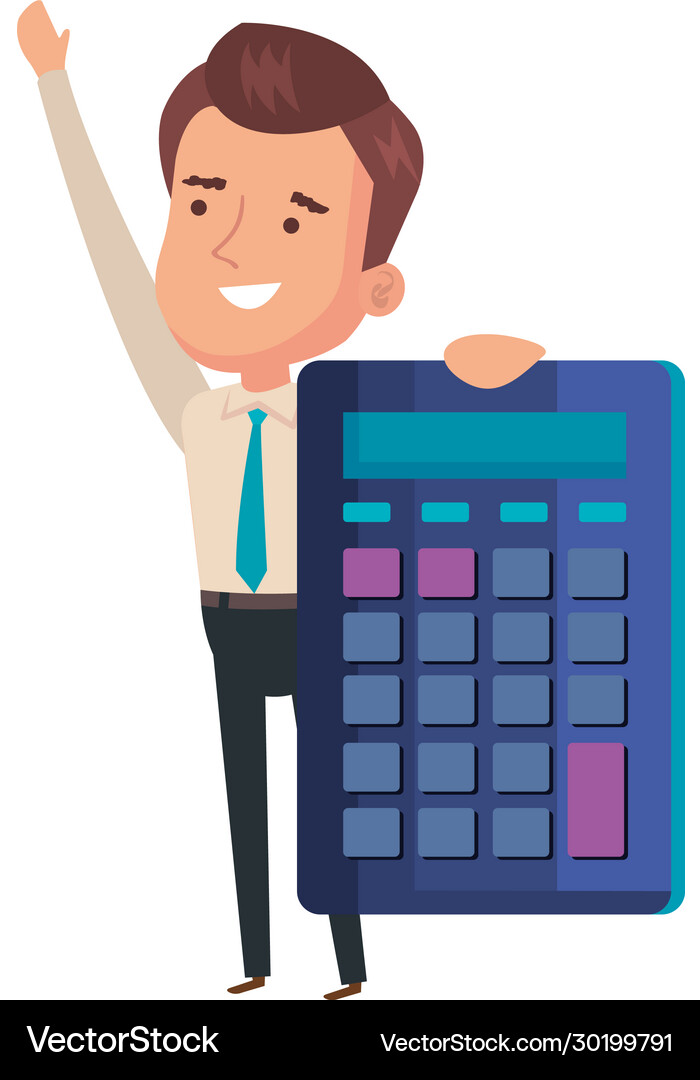 Calculator math with businessman isolated icon Vector Image