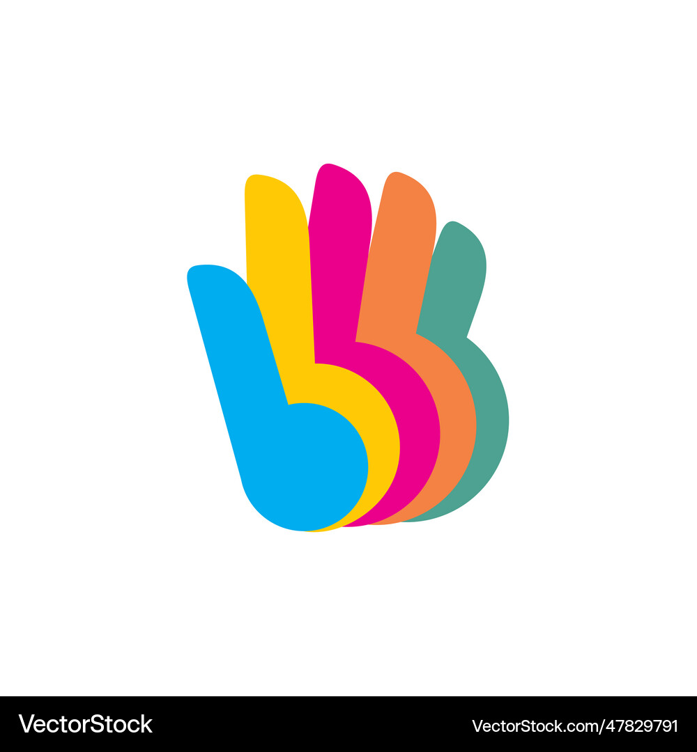 Colorful hand for community help logo design Vector Image