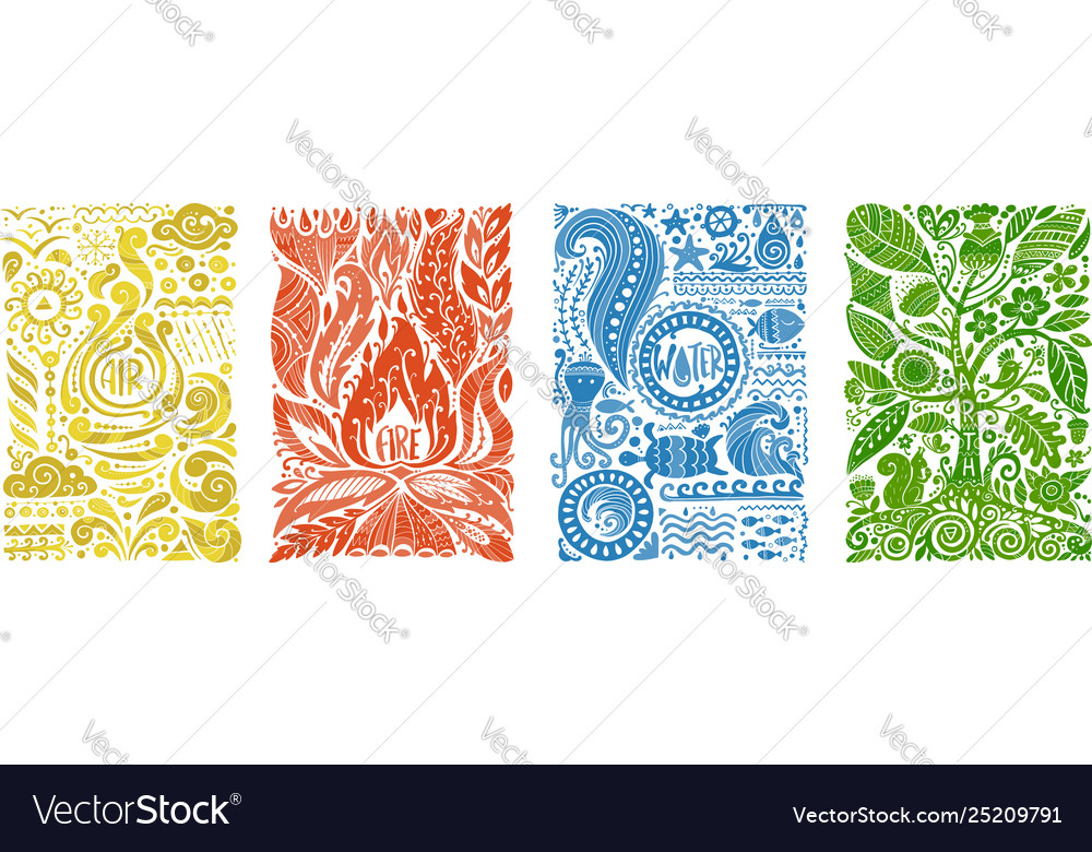 Four elements concept banners design Royalty Free Vector