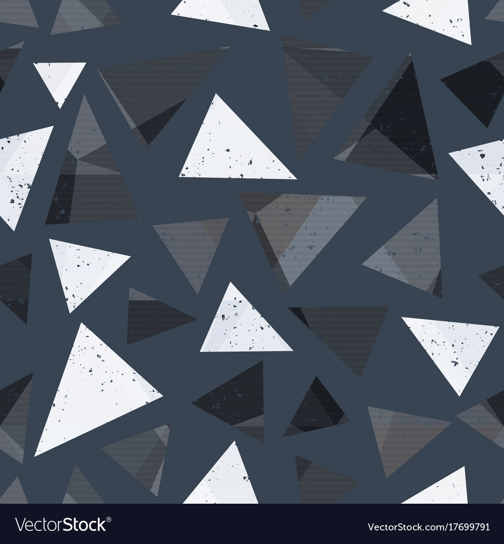 Gray triangle seamless pattern with grunge effect Vector Image