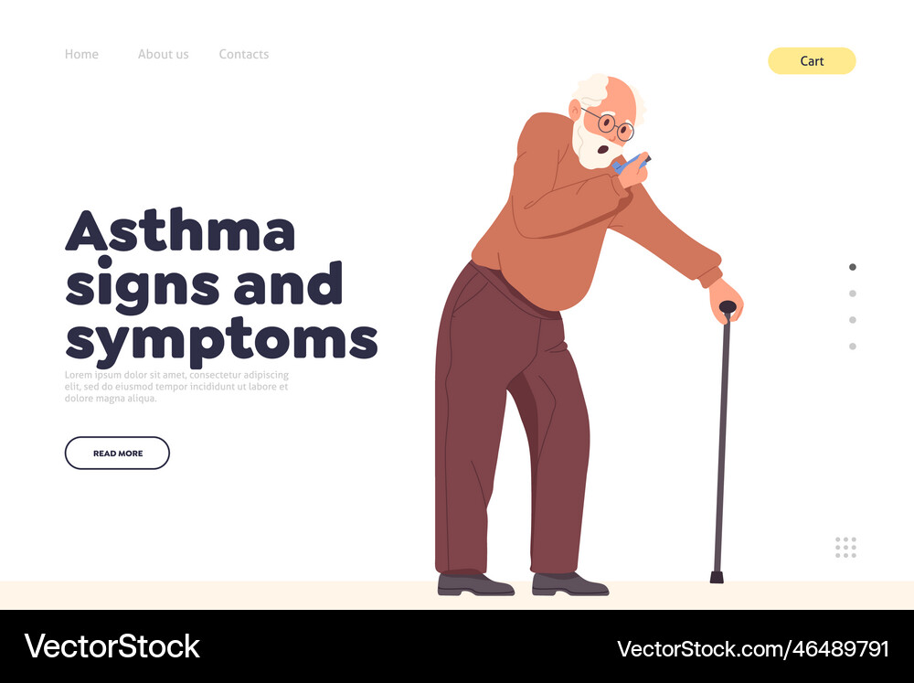 Pulmonary system disease landing page design Vector Image