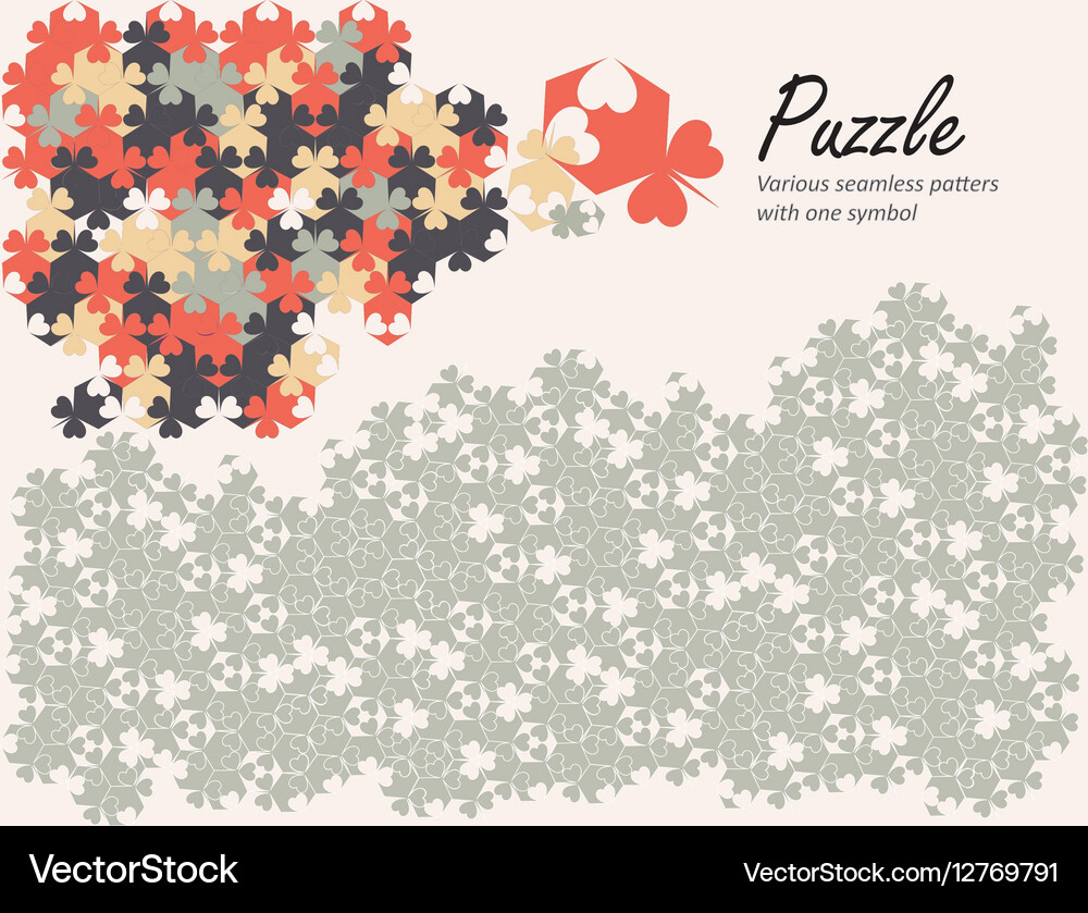 Puzzle seamless pattern of different styles Vector Image