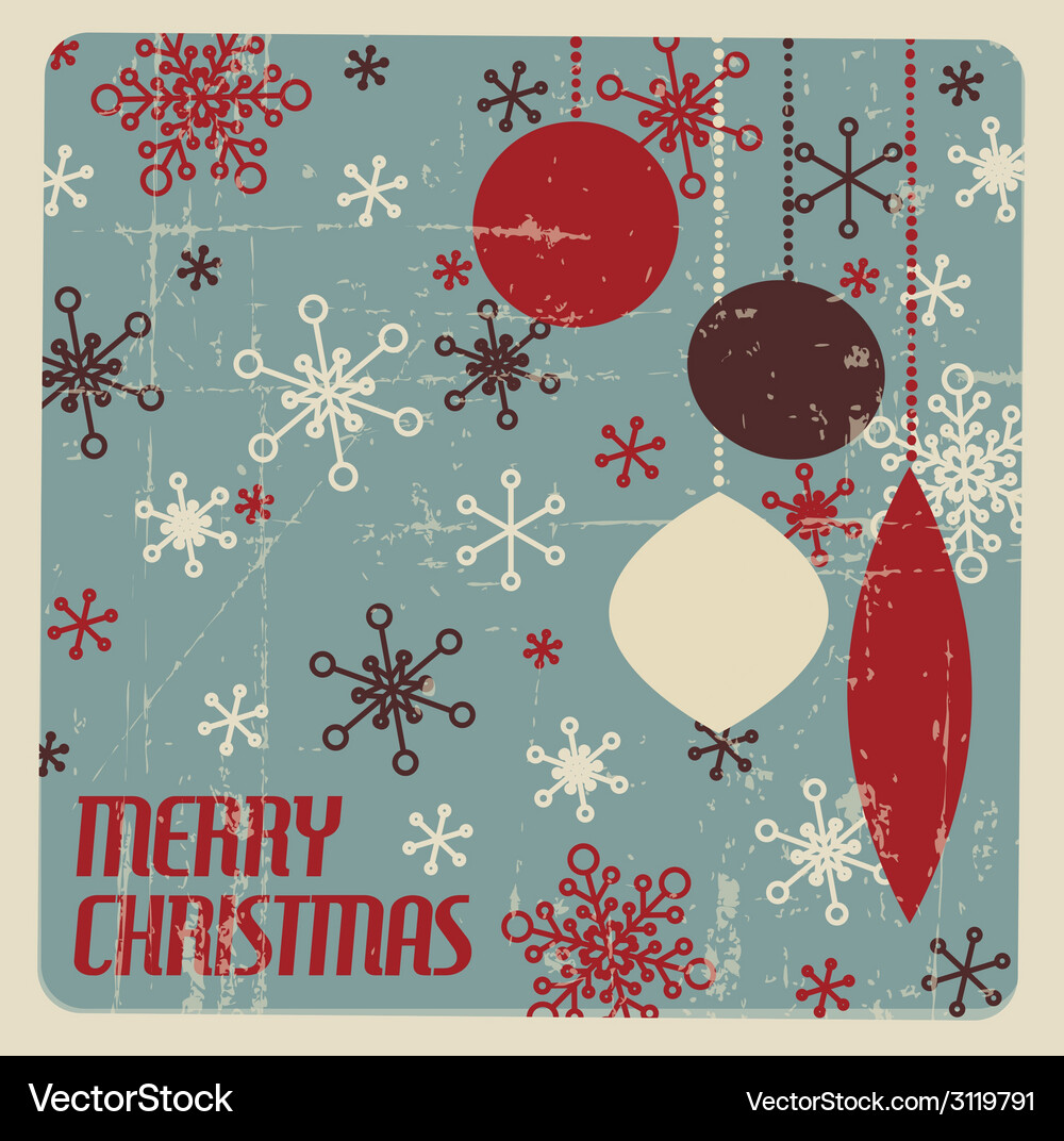 Retro christmas card with decorations Royalty Free Vector