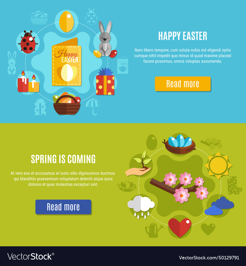 Spring easter banners set Royalty Free Vector Image