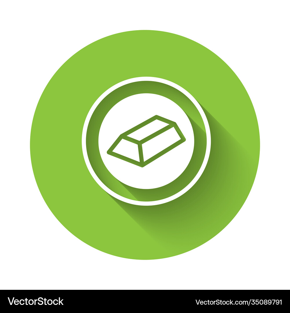 White gold bars icon isolated with long shadow Vector Image