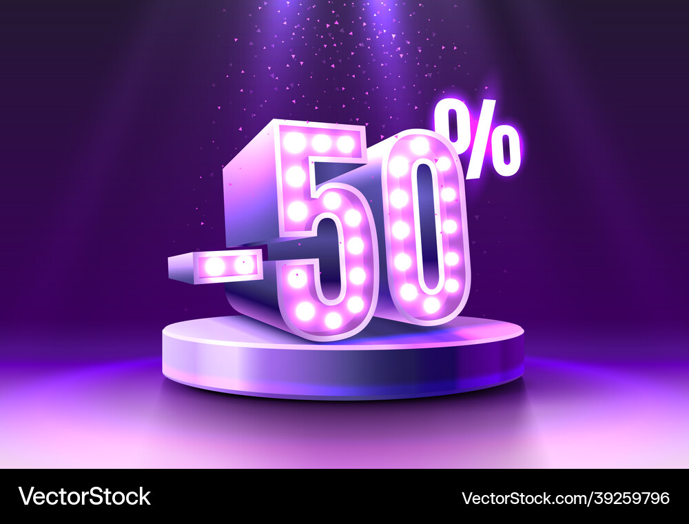 50 off discount creative composition 3d sale Vector Image