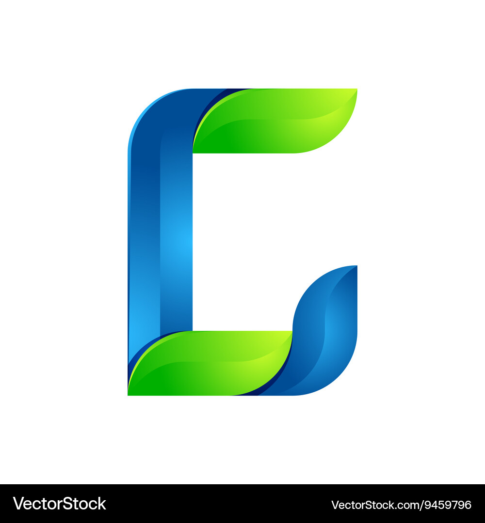 C letter leaves eco logo volume icon Royalty Free Vector