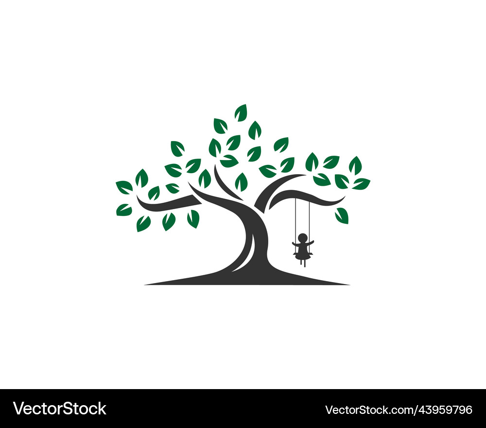 Child academy kids tree logo design Royalty Free Vector