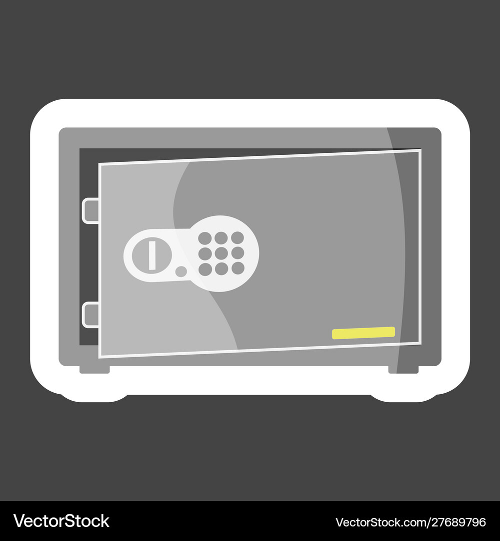 Colored sticker icon an open bank safe Royalty Free Vector