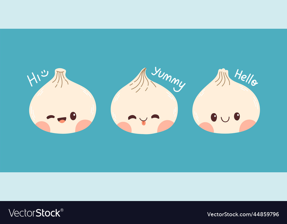 Cute Cartoon Dumplings Drawing Traditional Vector Image