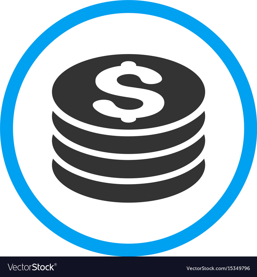 Dollar coin stack rounded icon Royalty Free Vector Image