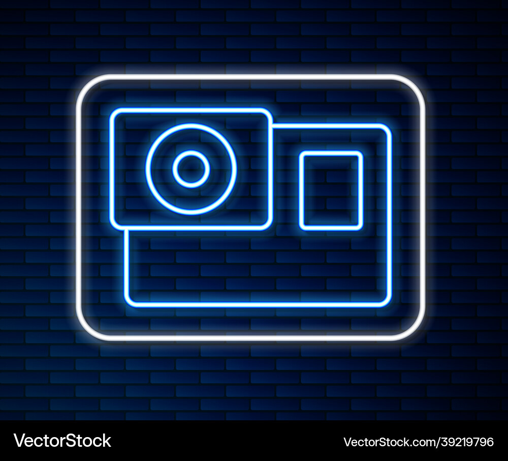 Glowing neon line action extreme camera icon Vector Image
