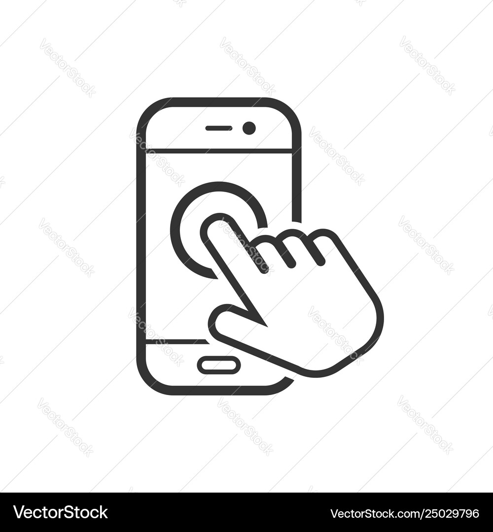 Hand touch smartphone icon in flat style phone Vector Image