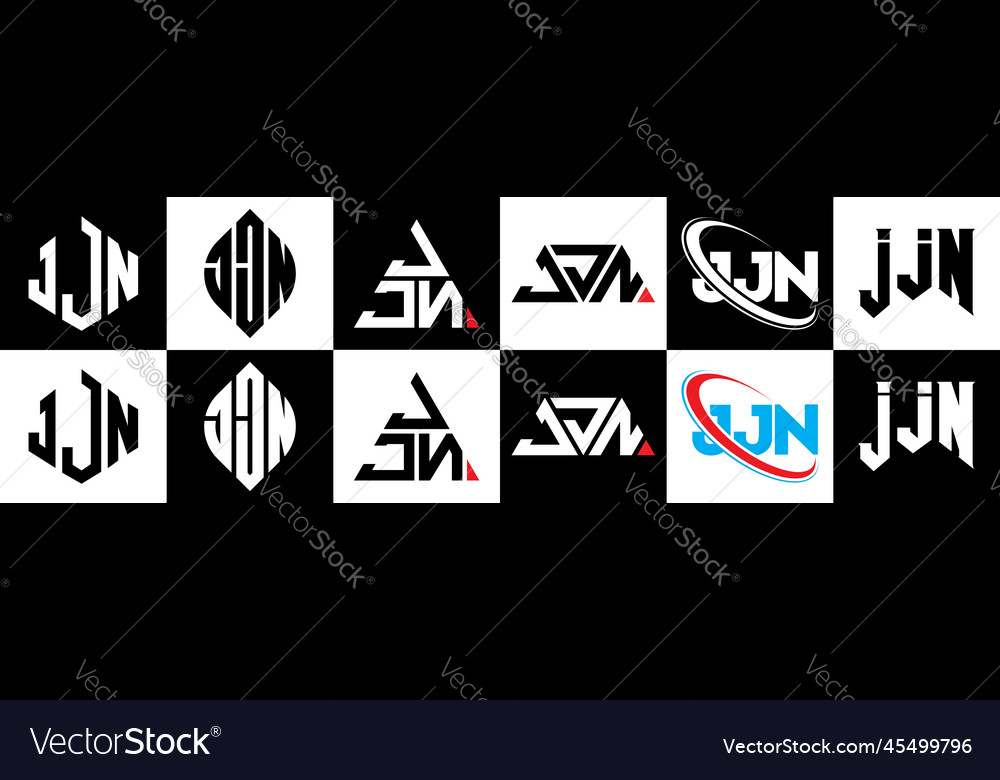 Jjn letter logo design in six style polygon Vector Image