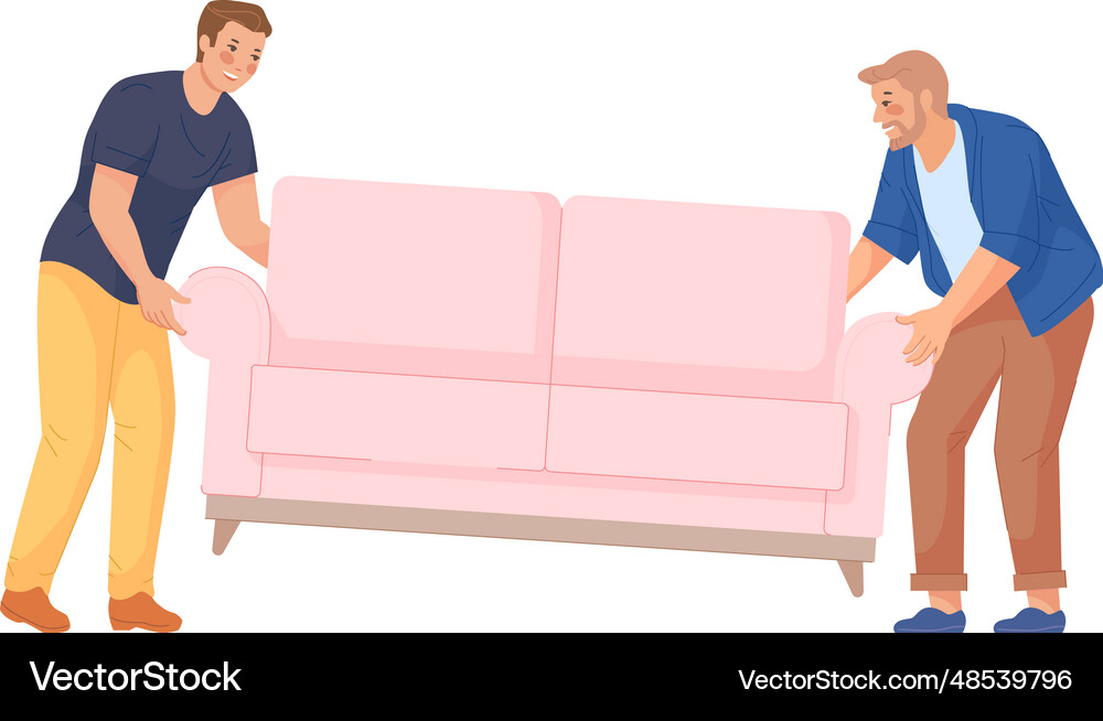 Men carrying sofa people lifting couch moving Vector Image
