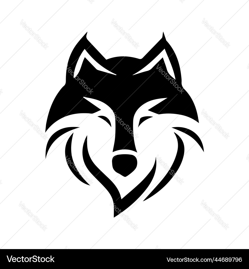 Minimal modern wolf logo in black and white icon Vector Image