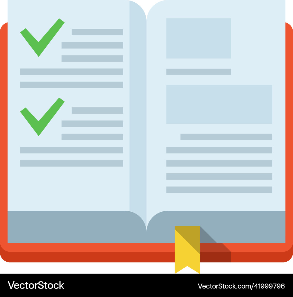 Open book with green check marks on pages Vector Image