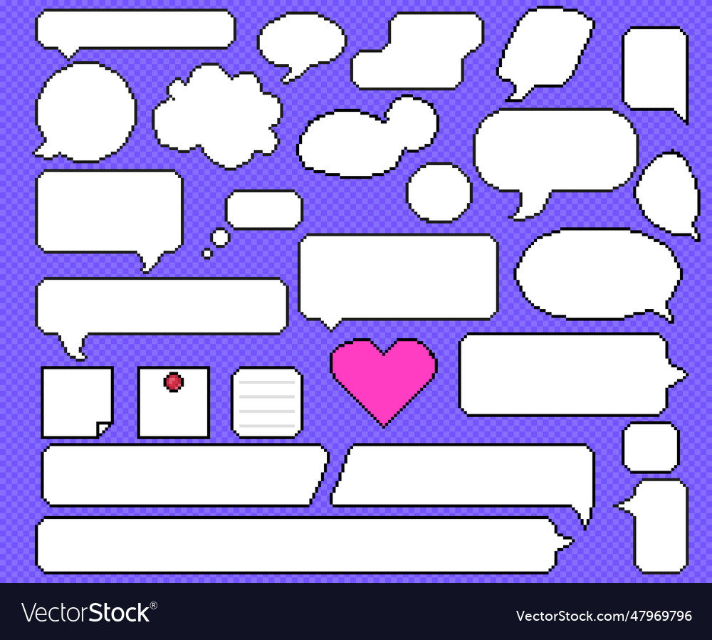 Pixel dialog set speech bubbles dialog note Vector Image
