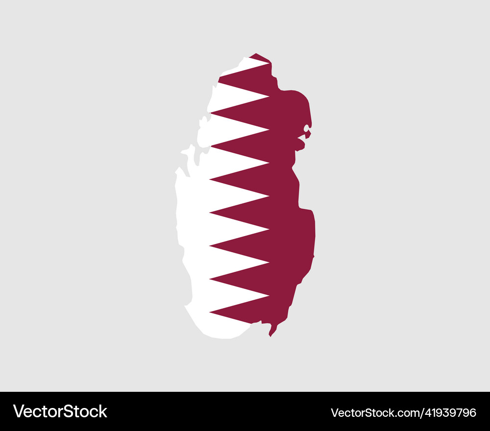 Qatar map flag qatari country map with banner icon