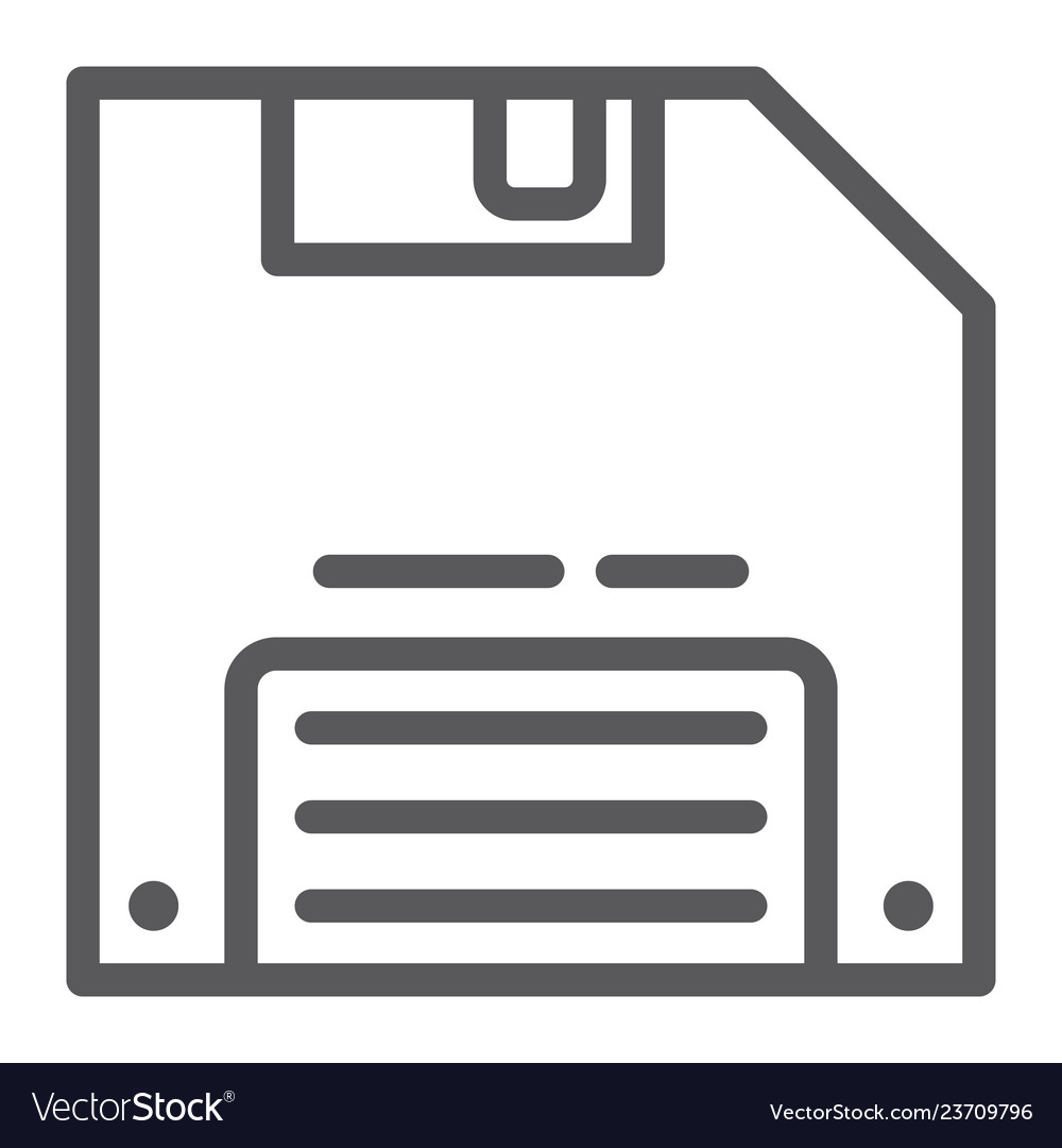 Save game line icon data and disk diskette sign Vector Image