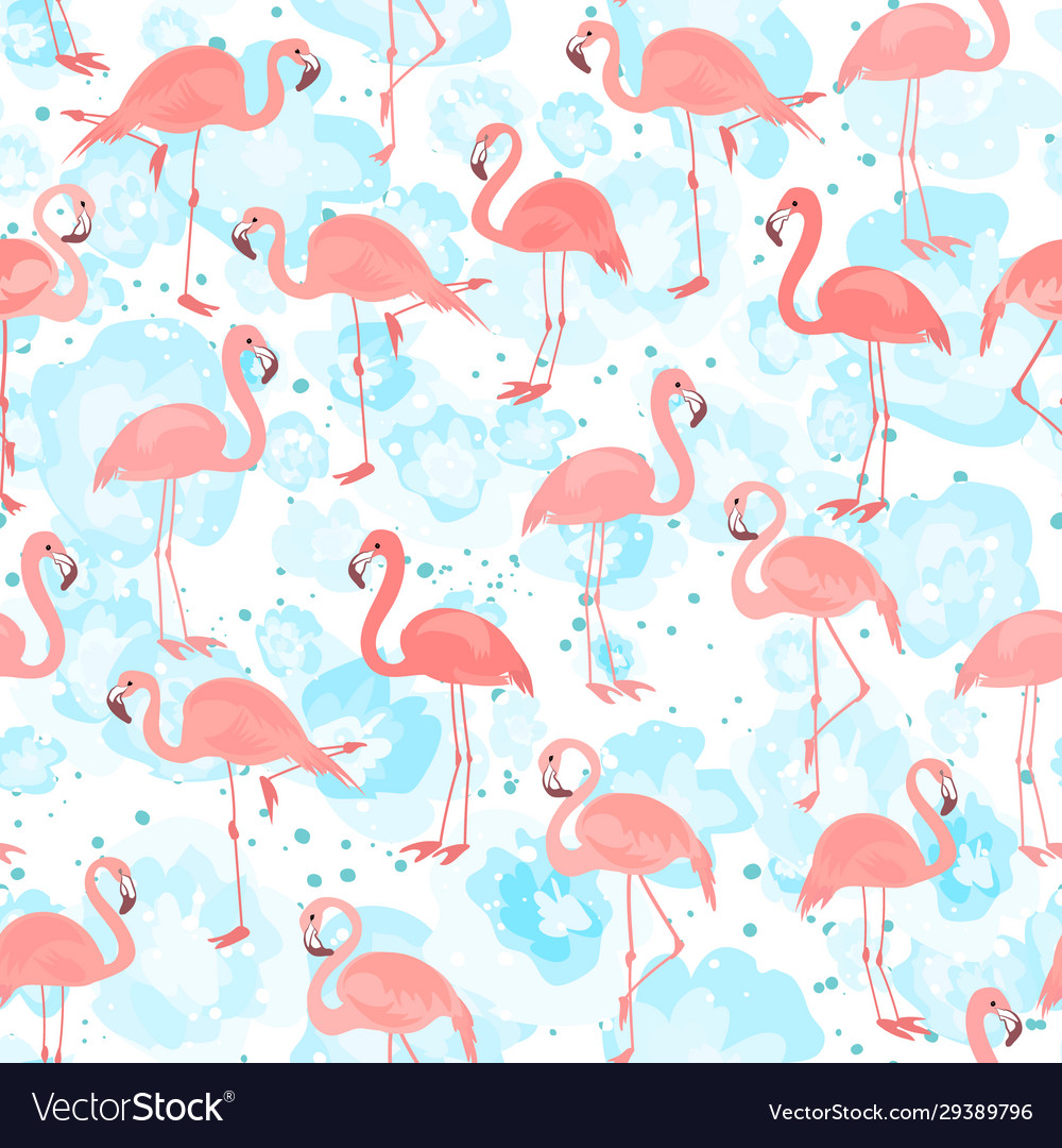 Seamless pattern with pink flamingo Royalty Free Vector