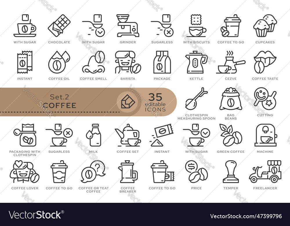 Set icons coffee 02 Royalty Free Vector Image - VectorStock
