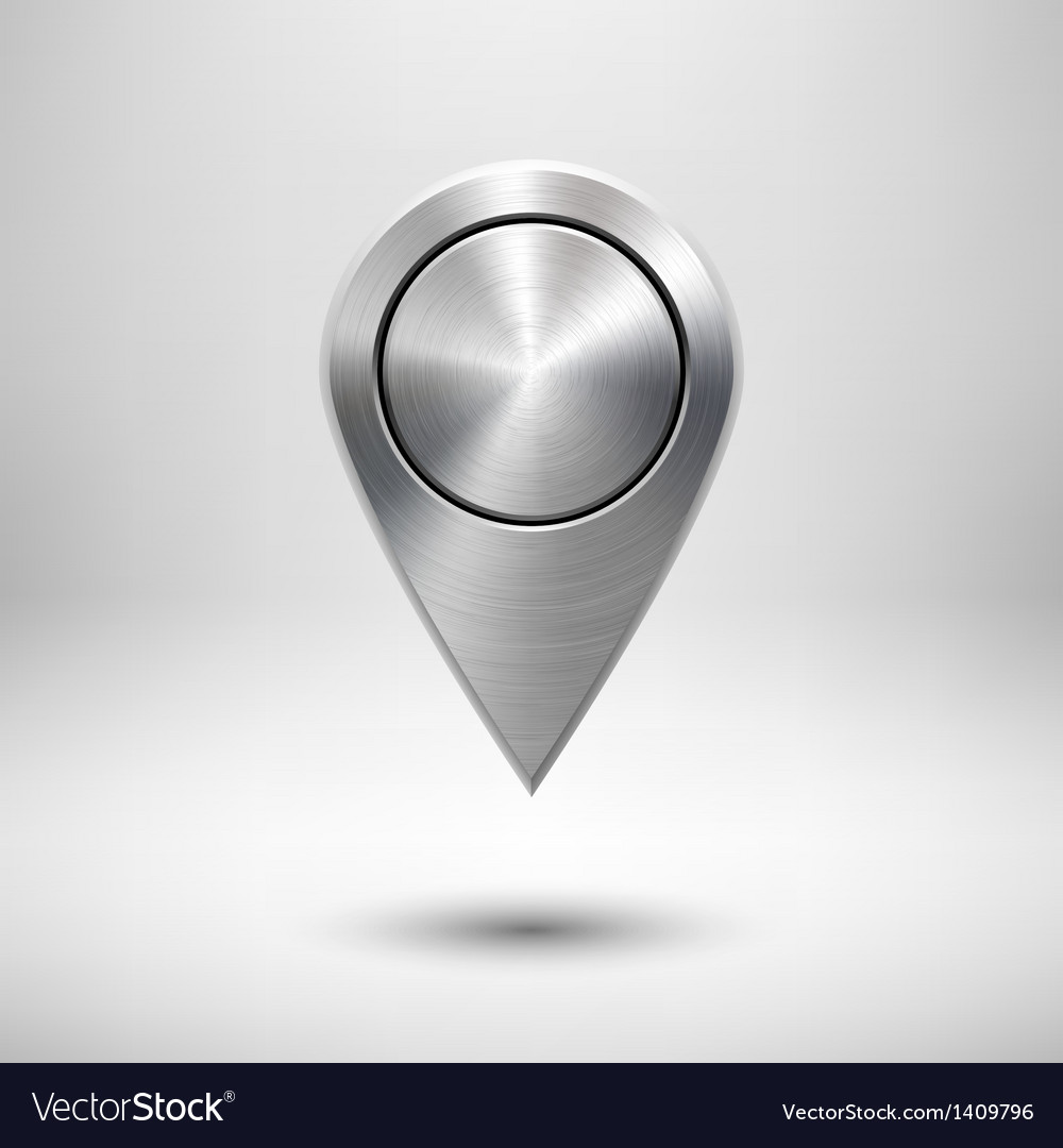 Technology map pointer button with metal texture Vector Image