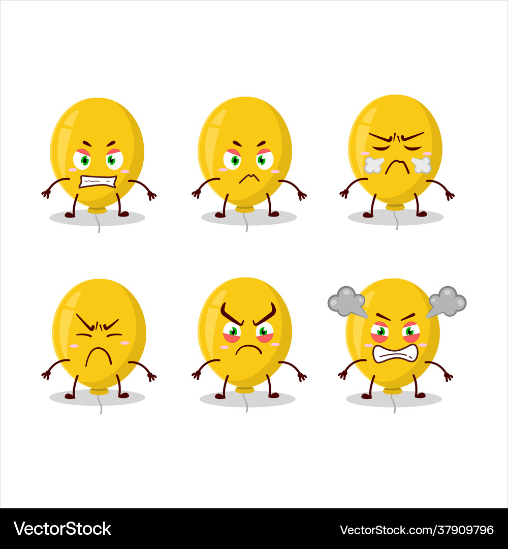 Yellow balloon with various angry expressions Vector Image