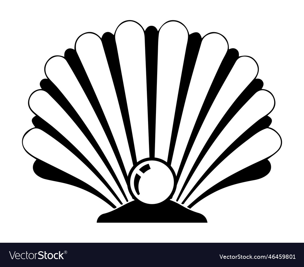 Black sea shell icon with pearls minimalist style Vector Image