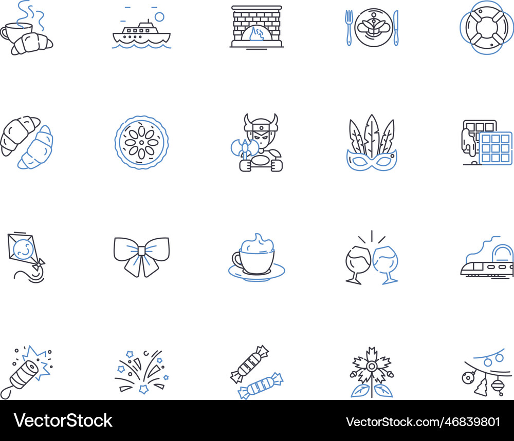 Ceremony line icons collection ritual Royalty Free Vector