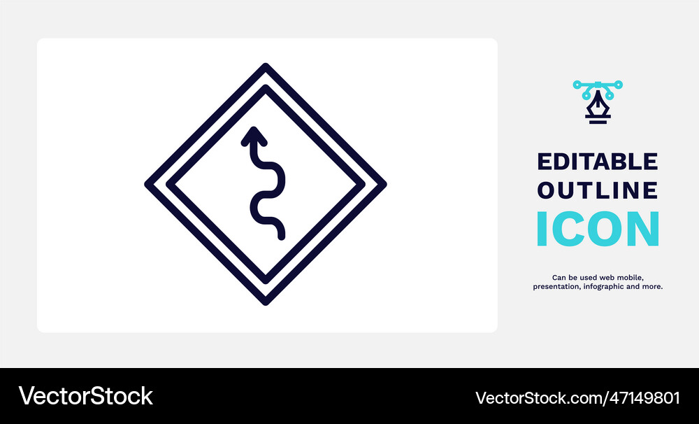 Curvy road ahead icon thin line road ahead Vector Image