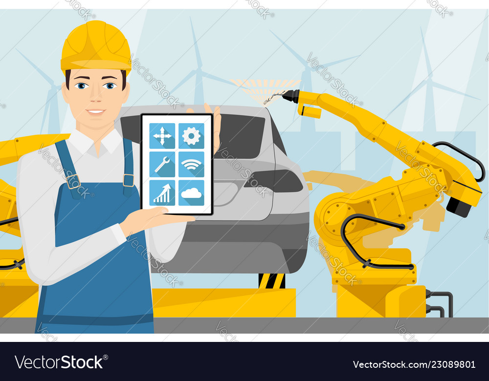 Engineer with a digital tablet Royalty Free Vector Image