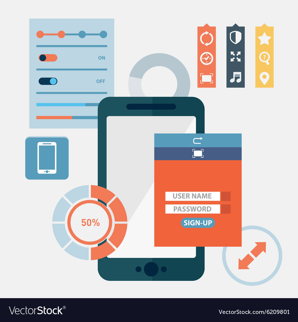 Flat design concept for app development Royalty Free Vector