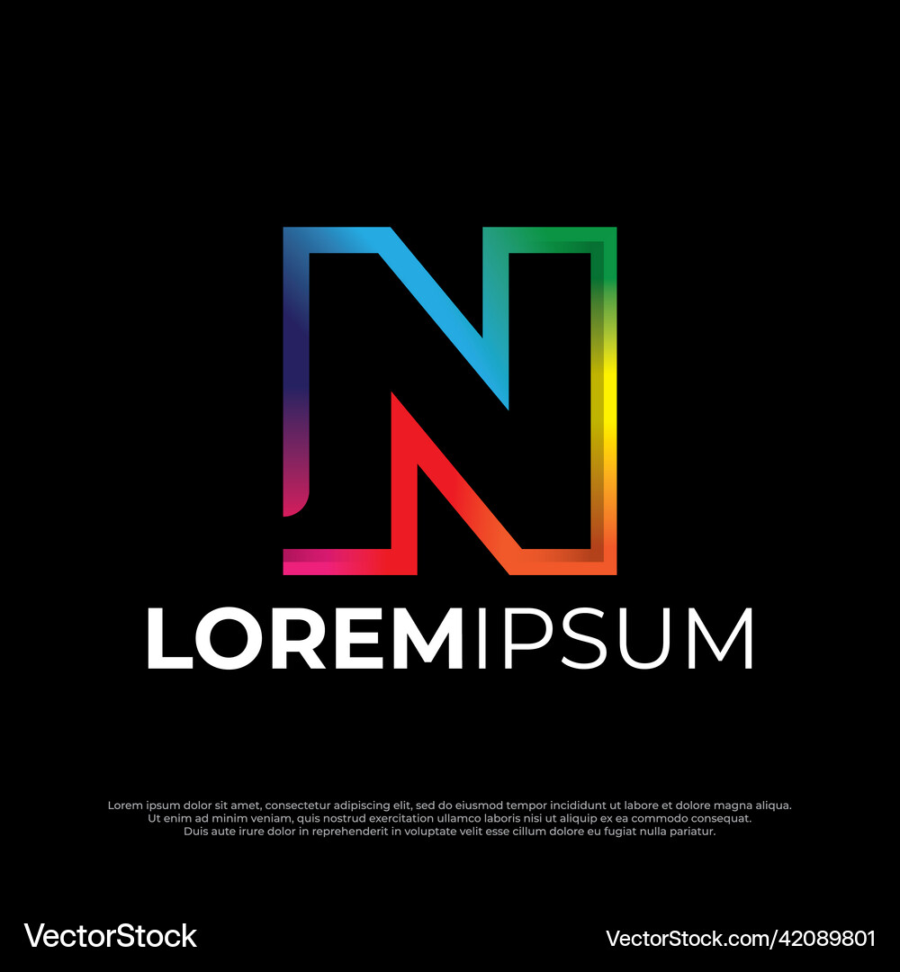 Initial letter n colorful modern digital alphabet Vector Image