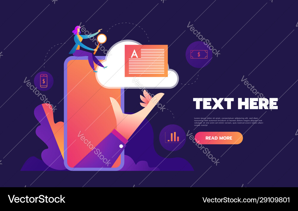Isometric concept smartphone with different Vector Image