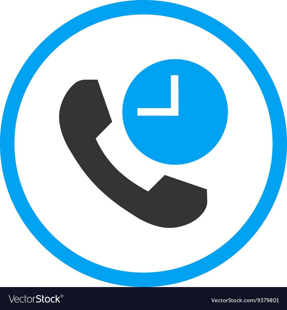 Phone time flat rounded icon Royalty Free Vector Image