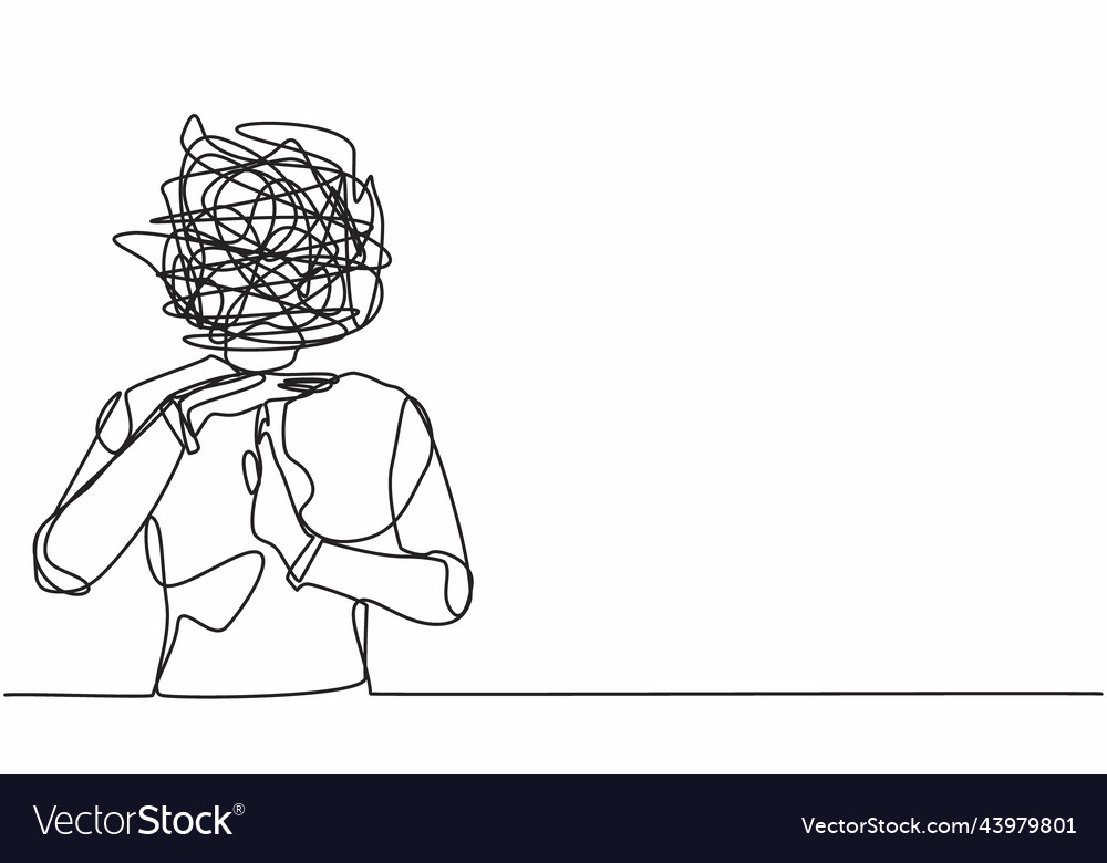 Single continuous line drawing robot with round Vector Image